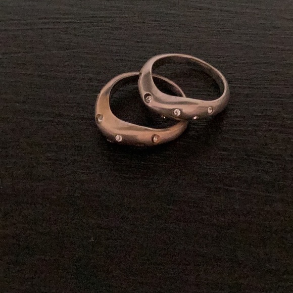 Jewelry | Stacked Rings With Clear Rhinestone Inset | Poshmark